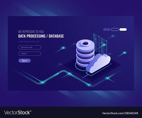 Big Data Flow Processing Concept Cloud Database Vector Image