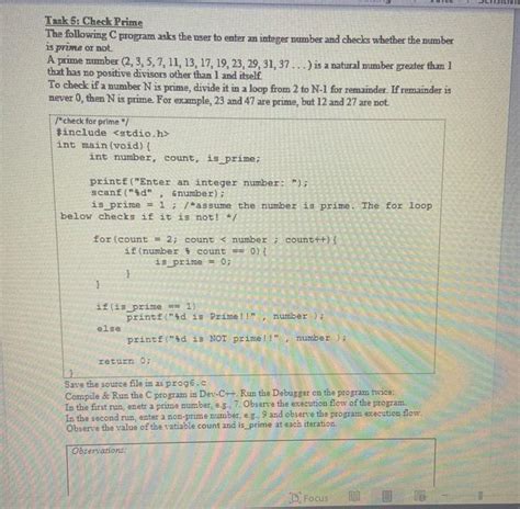 solved task 5 check prime the following program asks the