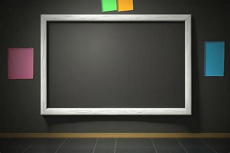 Blank Blackboard On Color Wall In Empty Class Room Premium Ai