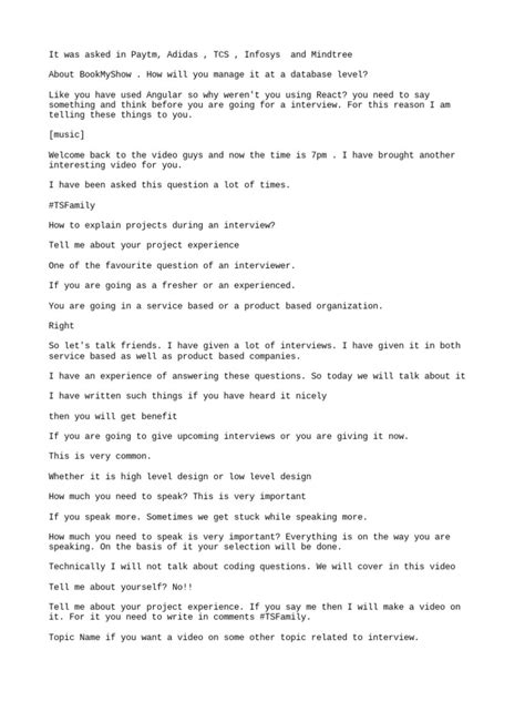 How To Explain Your Project During An Interview Pdf Information