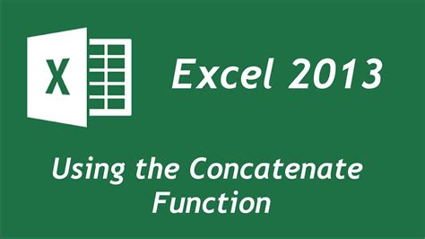 Excel Concatenate Function Tutorial YouTube