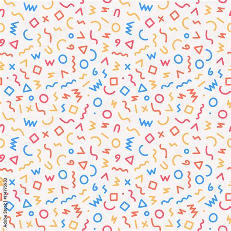 Memphis Style Seamless Pattern Abstract Vector Illustration With