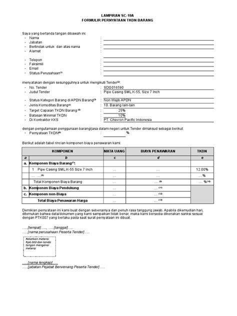 Tkdn Form Sc 19a Pdf