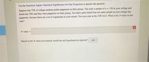 Solved Use The Statistical Applet Statistical Significance