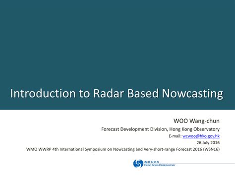 Pdf Introduction To Radar Based Nowcasting