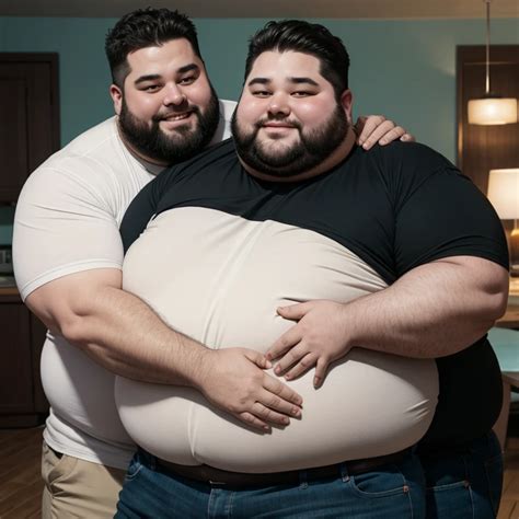Two Fat Men Hugging Each Other And Looking At The Camera Seaart Ai