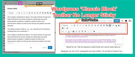 Fix Wordpress Classic Block Toolbar Menu No Longer Sticky Blogsaays