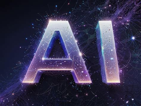 Futuristic Ai Text With Glowing Neural Network And Iridescent Effects For Technology Themes