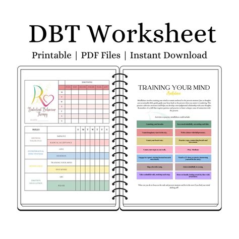Dbt Weekly Skills Dbt Workbook Dbt Tracker Dbt Diary Therapy Worksheet