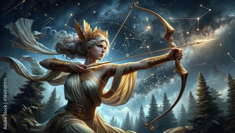 An Image Capturing Artemis In A Dynamic Pose As She Reaches For An Arrow From Her Golden Quiver