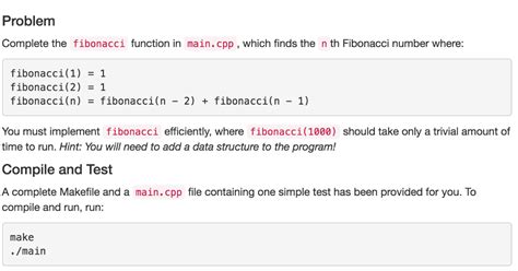solved problem complete the fibonacci function in main cpp