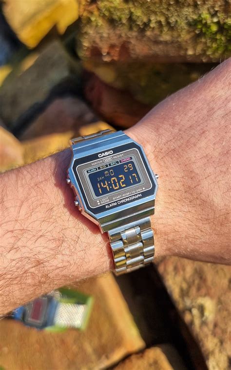 Casio Watch Modified Custom Mod Vintage Chrome Metal Black Screen Digital Watch Gift Thinner