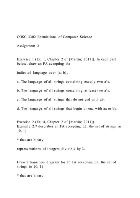 Cosc 3302 Foundations Of Computer Science Assignment 2 Pdf