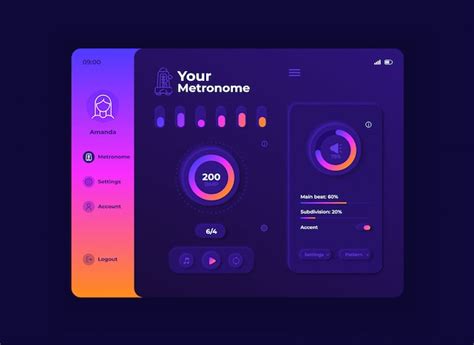 Premium Vector Your Metronome Tablet Interface Template Mobile App Page Night Mode Design Layout