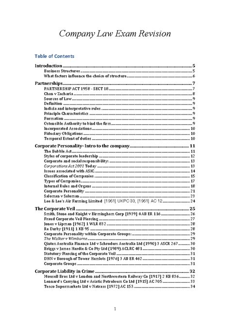 Company Law Exam Notes Company Law Exam Revision Studocu