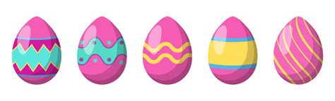 Set Of 5 Different Colorful Easter Eggs Vector 5490438 Vector Art At