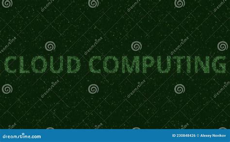 cloud computing text consisting of many symbols on computer monitor 3d