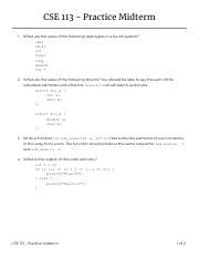 CSE Practice Midterm Data Types Functions Loops Course Hero