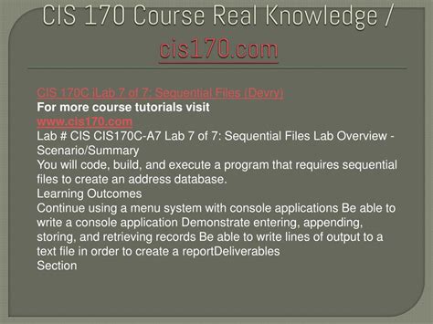 Ppt Cis 170 Course Real Knowledge Cis 170 Dotcom Powerpoint