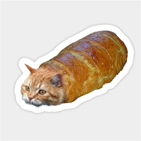 Orange Cat Peeking Out From Bread Loaf Sticker