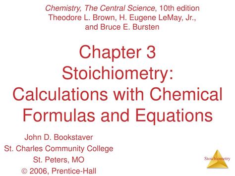 PPT Chapter 3 Stoichiometry Calculations With Chemical Formulas And Equations PowerPoint