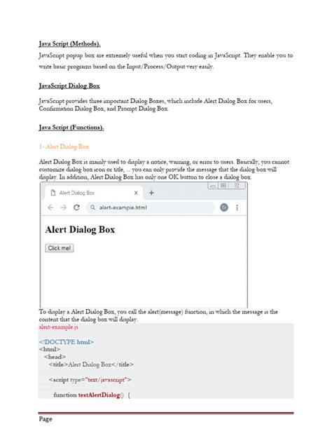 Java Script Methods And Functions Pdf Dialog Box Java Script