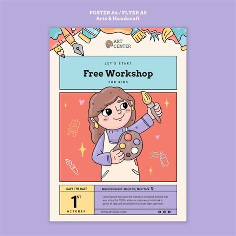 예술과 공예 포스터 템플릿 프리미엄 Psd 파일