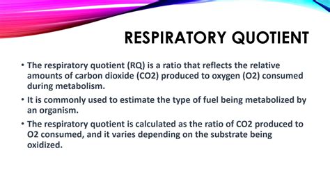 solution relation between respiratory quotient and energy output
