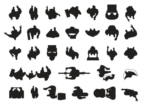 People Top View Frame People Silhouette Male And Female Action And Sitting Above View People