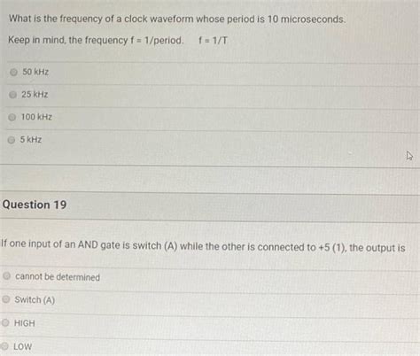 Solved What Is The Frequency Of A Clock Waveform Whose