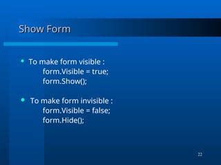 Windows Form ApplicationWindows Form Application PPT