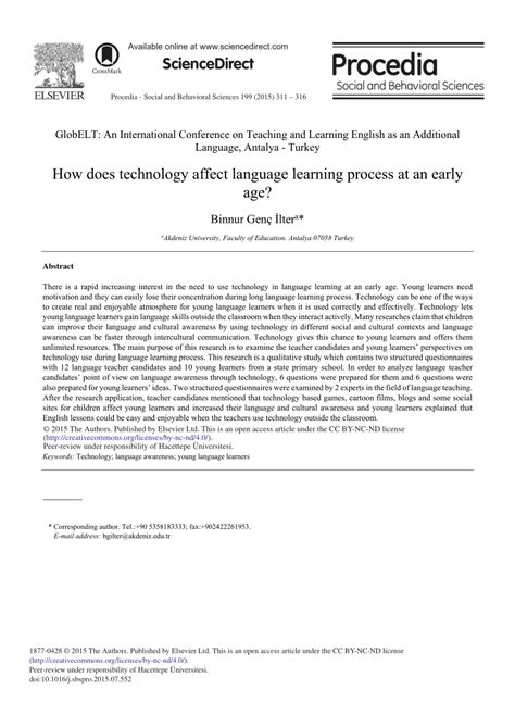 Pdf How Does Technology Affect Language Learning Process At An Early Age