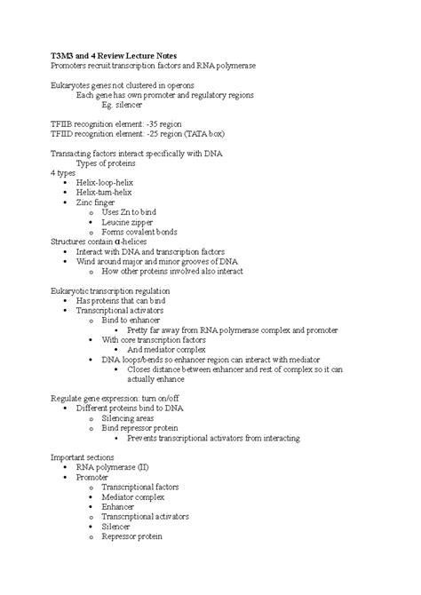 bio 1a03 t3m3 and 4 review lecture notes t3m3 and 4 review lecture