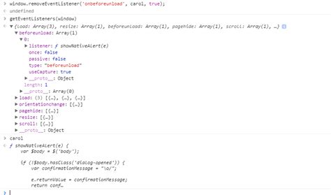 Javascript Cannot Remove Event Listener Onbeforeunload From List