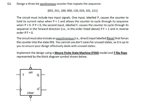 solved 1 design a three bit synchronous counter that repeats