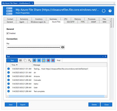Azure File Share Support Server Manager Help