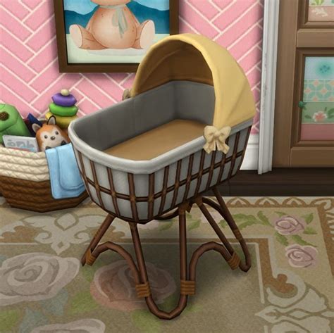 Wicker Work Bassinet For Invisible Bassinet Mod Sixam Cc Sims 4 Sims Bassinet