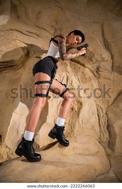 Low Angle View Sexy Archaeologist Black Stock Photo 2222266063 Shutterstock