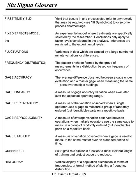 Six Sigma Glossary Pdf