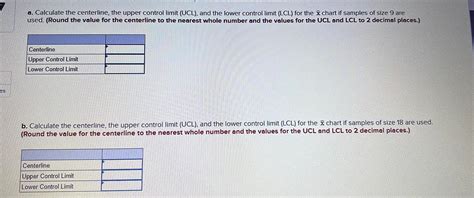 [answered] es a calculate the centerline the upper control limit ucl