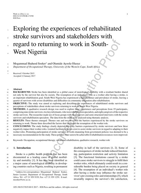 Pdf Exploring The Experiences Of Rehabilitated Stroke Survivors And Stakeholders With Regard