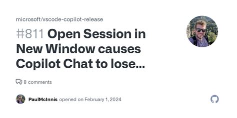 open session in new window causes copilot chat to lose access to code