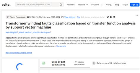 [citation Report] Transformer Winding Faults Classification Based On