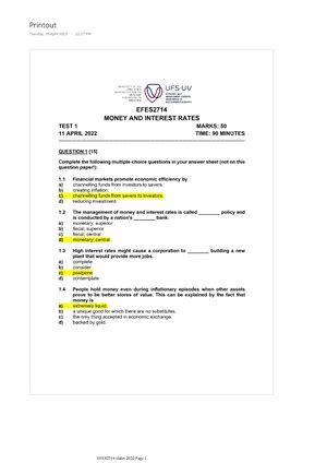 Calculation MEMO ON Chapters CALCULATION MEMO ON CHAPTERS 1 6 AT THE BACK OF EACH CHAPTER