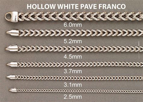 Mens Semi Solid Diamond Cut Franco Chain 10k White Gold