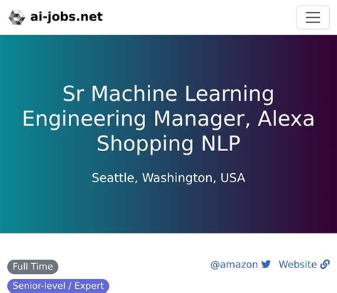 [hiring] Sr Machine Learning Engineering Manager Alexa Shopping Nlp In Seattle Washington Usa