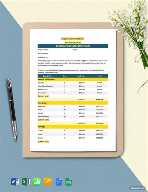 12 Construction Estimate Templates Pdf Doc Excel
