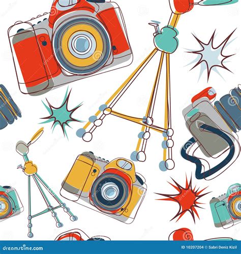 Camera Seamless Pattern Stock Vector Illustration Of Isolated 10207204
