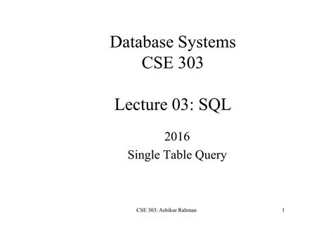 Pdf Database Systems Cse 303 Lecture 03 Sqlteacherbuetacbd