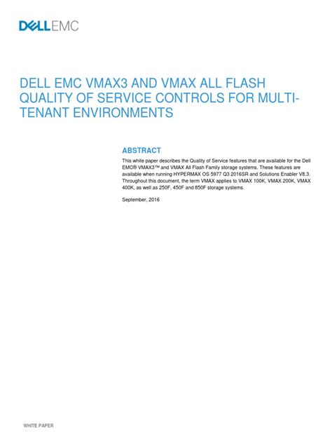 H15498 Dell Emc Vmax3 And Vmax All Flash Quality Of Service Controls